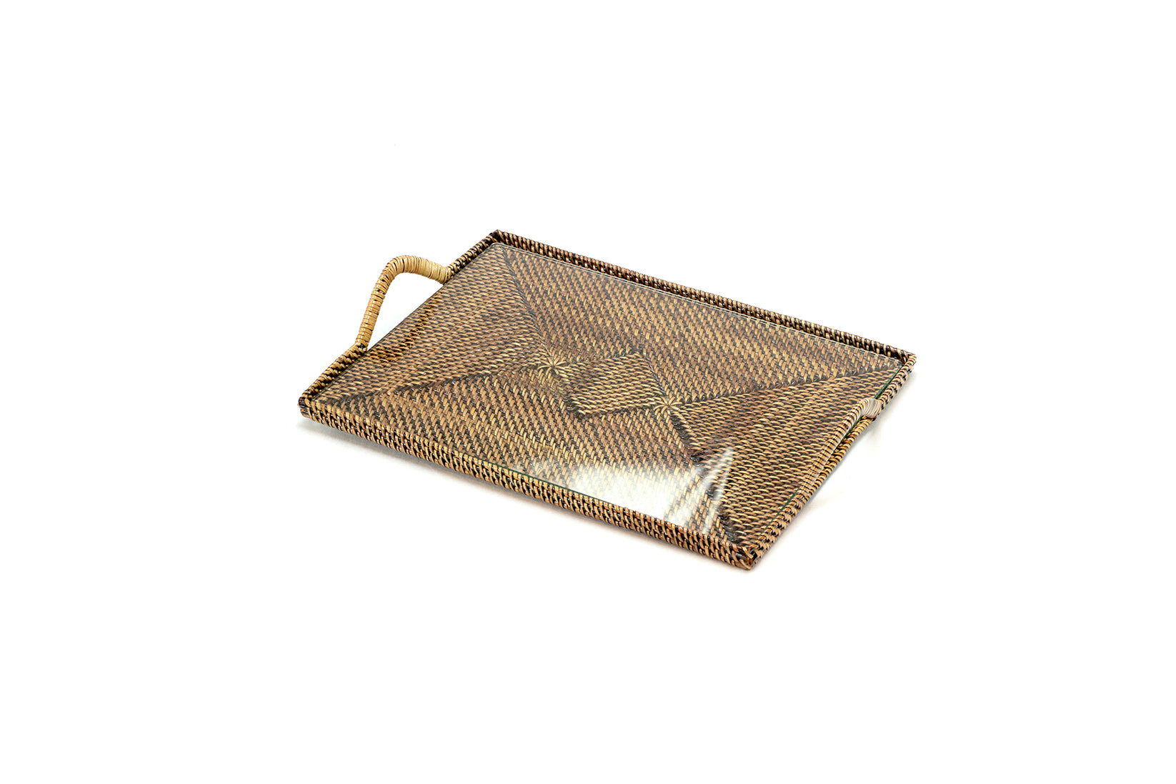 Rectangular Serving Tray with Glass Bottom | Handwoven Tray – Cassandra ...