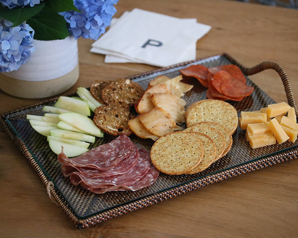 Rectangular Serving Tray with Glass Bottom | Handwoven Tray – Cassandra ...