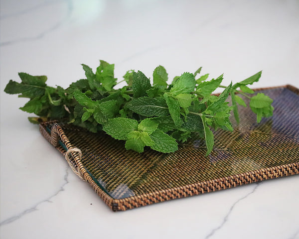 Rectangular Serving Tray with Glass Bottom | Handwoven Tray – Cassandra ...