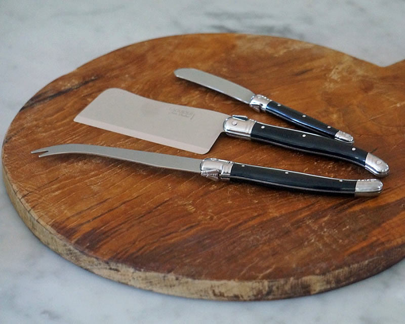 Laguiole Cheese Knife Set | Black and Linen 3pc Set – Cassandra's Kitchen